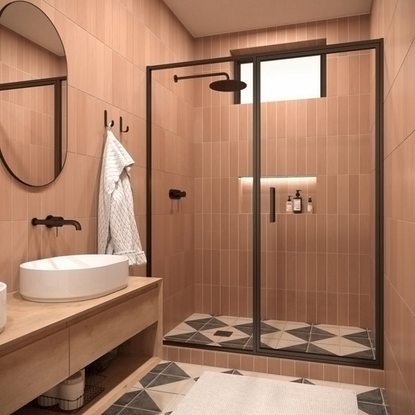 StreamlineBath Mucrone 60" x 76" Framed Pivot Shower Door with CrystalTech Treated 5/16 ...